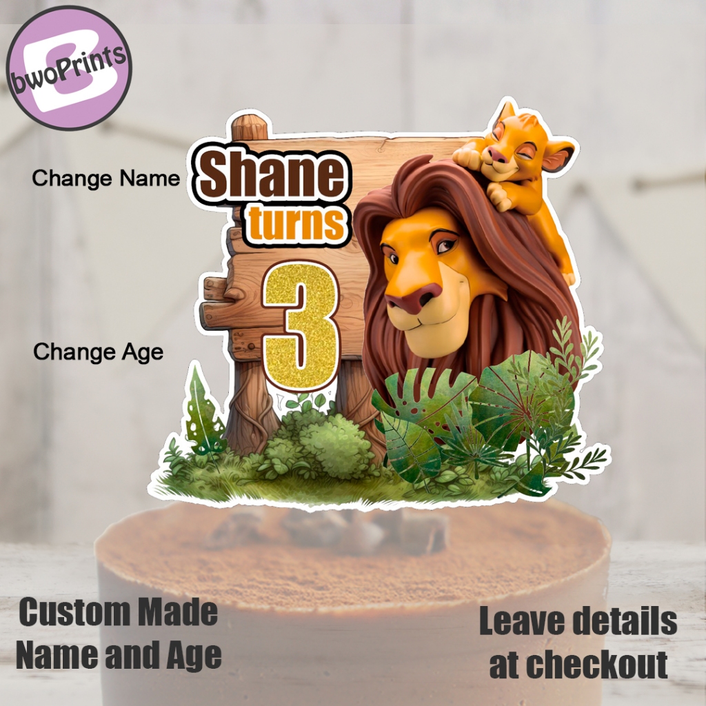Lion King Cake Topper Cupcake Toppers Banner Happy Birthday Party Label ...