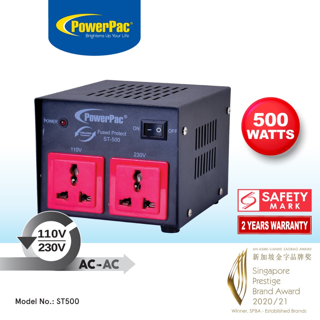 PowerPac Converter Transformer 500W Step Up & Down Voltage 110V/ 220V ...