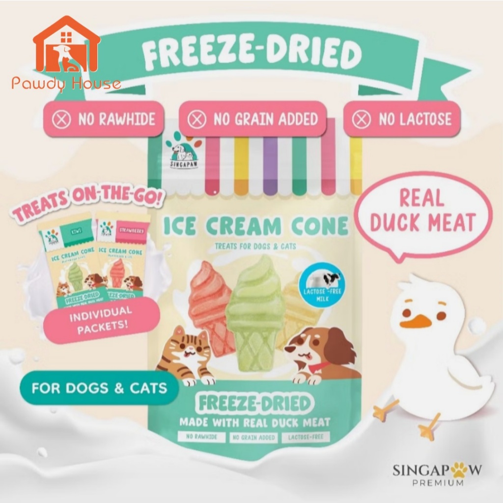 Singapaw Freeze Dried Ice Cream Cone Duck Treats for Dog and Cat ...