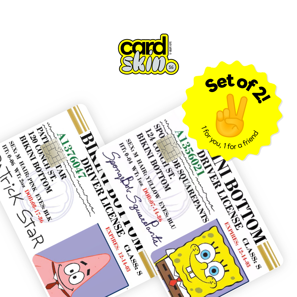 (2pc) Spongebob Patrick Driver License Credit Card Ezlink Sticker ...