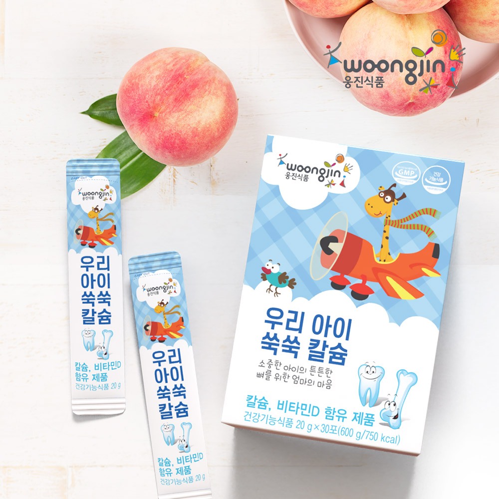 Woongjin Kids Calcium Jelly for Growth, 30 Pieces, 600g, 1 Pack ...