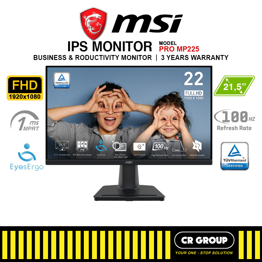 MSI PRO MP225 21.5-inch FHD 100Hz IPS Business Productivity Monitor ...