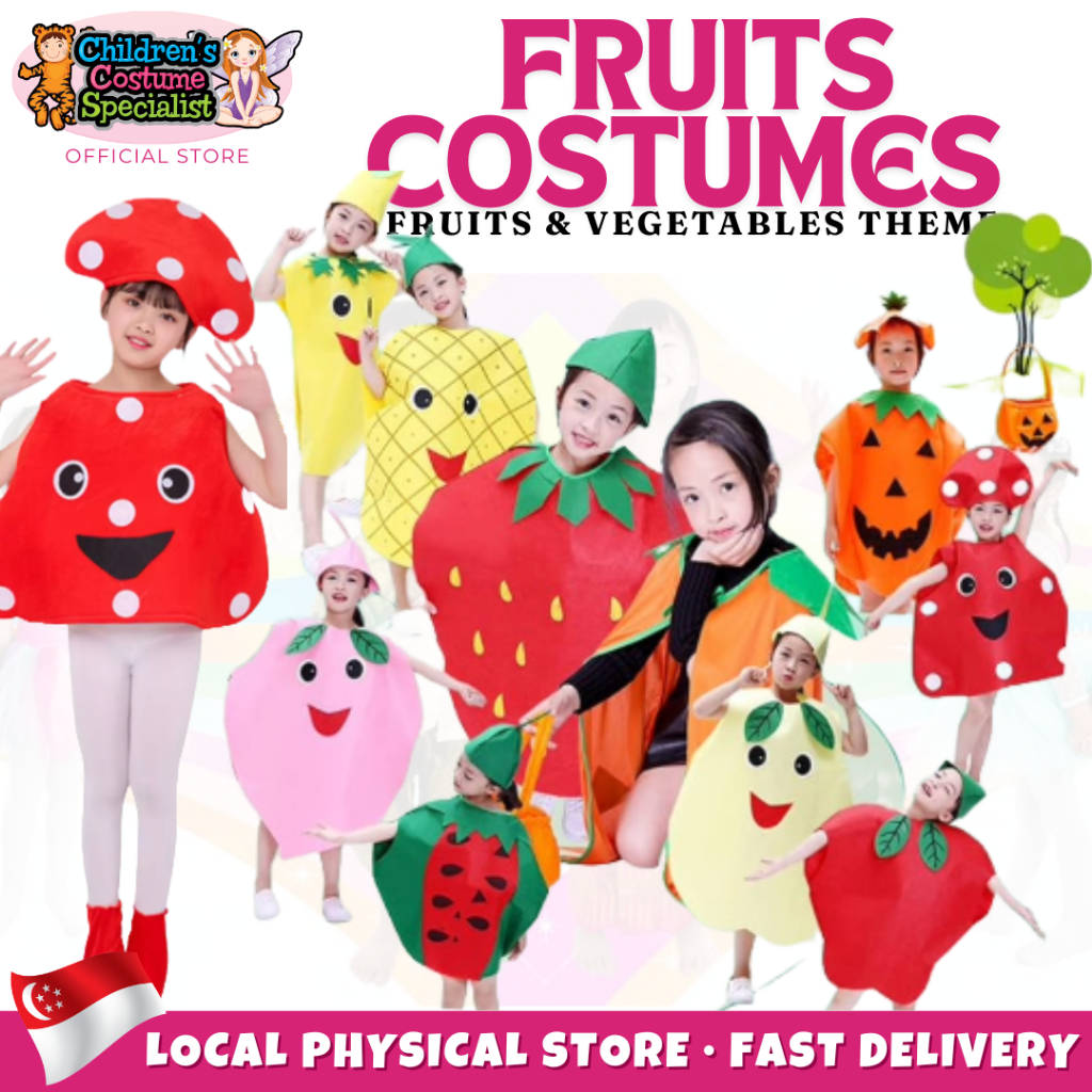 Kids Fruits & Vegetables Sponge Eggplant Orange Apple Costume Performance Cosplay Costume, Party ...