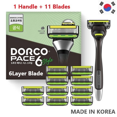 DORCO FACE 6 STYLE MEN'S 5 BLADE RAZOR GIFT SET with 1 Handle + 11 ...