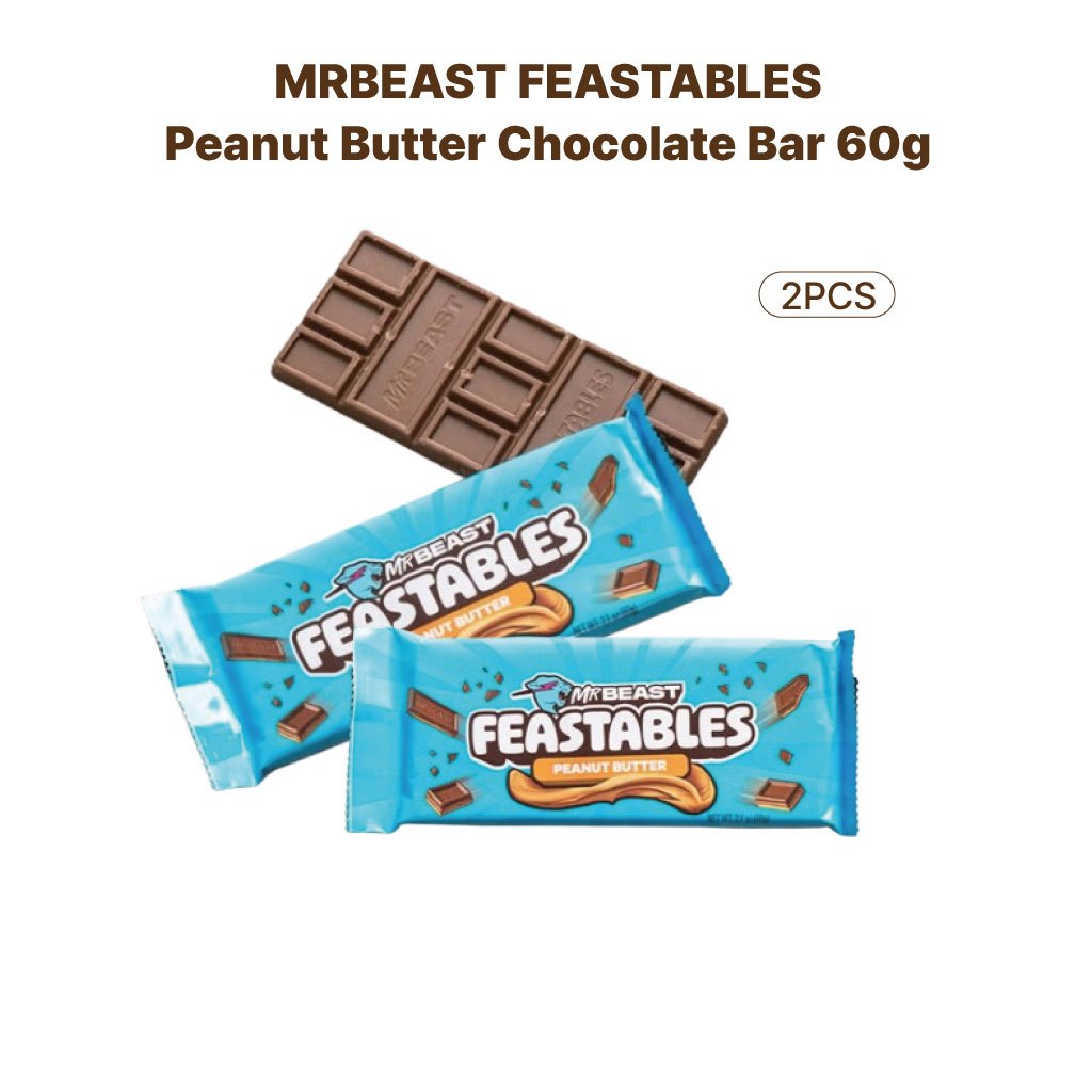 [MRBEAST Feastables] Peanut Butter Chocolate Bar 60g x 2 – Creamy Sweet ...