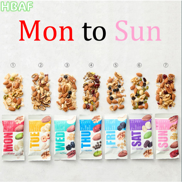 [HBAF] Mon to Sun Nut Mix – 7 Flavors for 7 Days (20g x 7 Packs, Simple Individual Pack ...