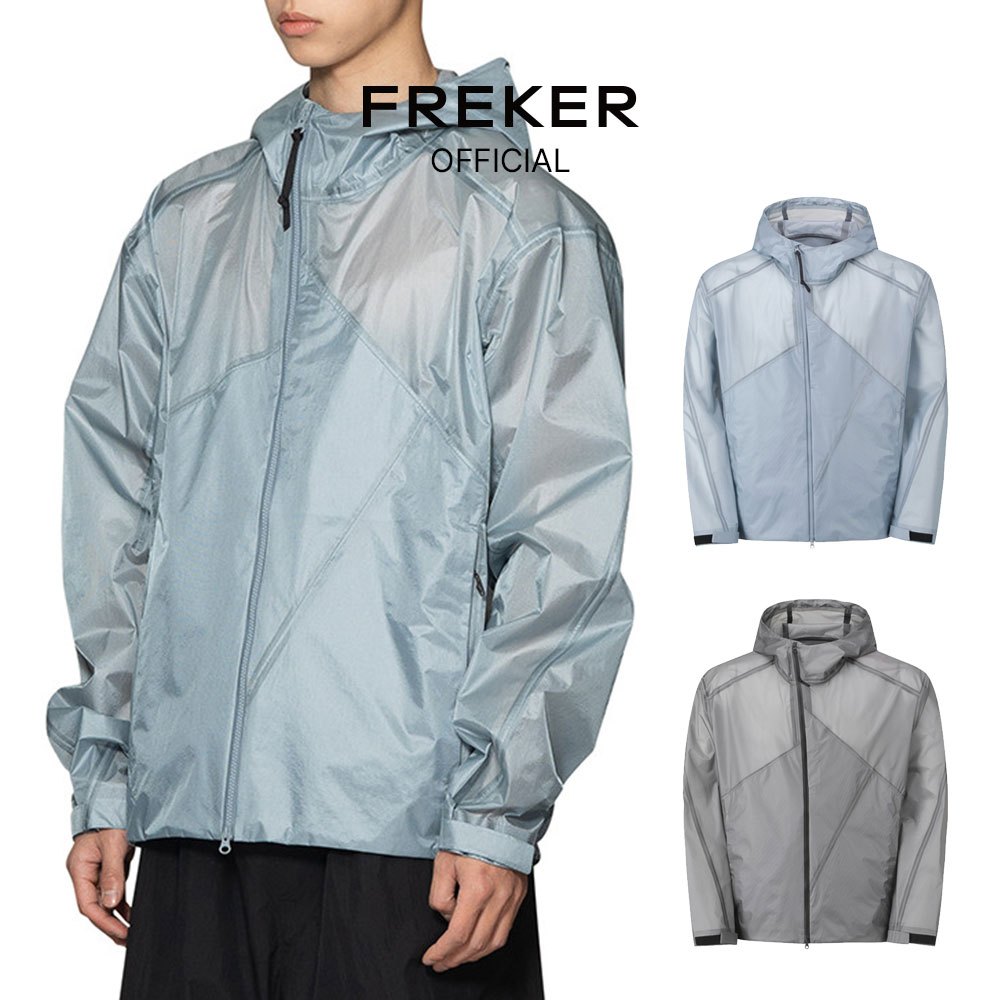 FREKER Outdoor Casual 3 Layer Tape Hooded Waterproof Jacket - Blue/Gray ...