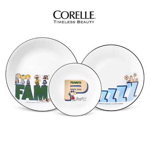 [CORELLE] Peanuts 75th Anniversary Edition Round Plate 3p Set (Small ...