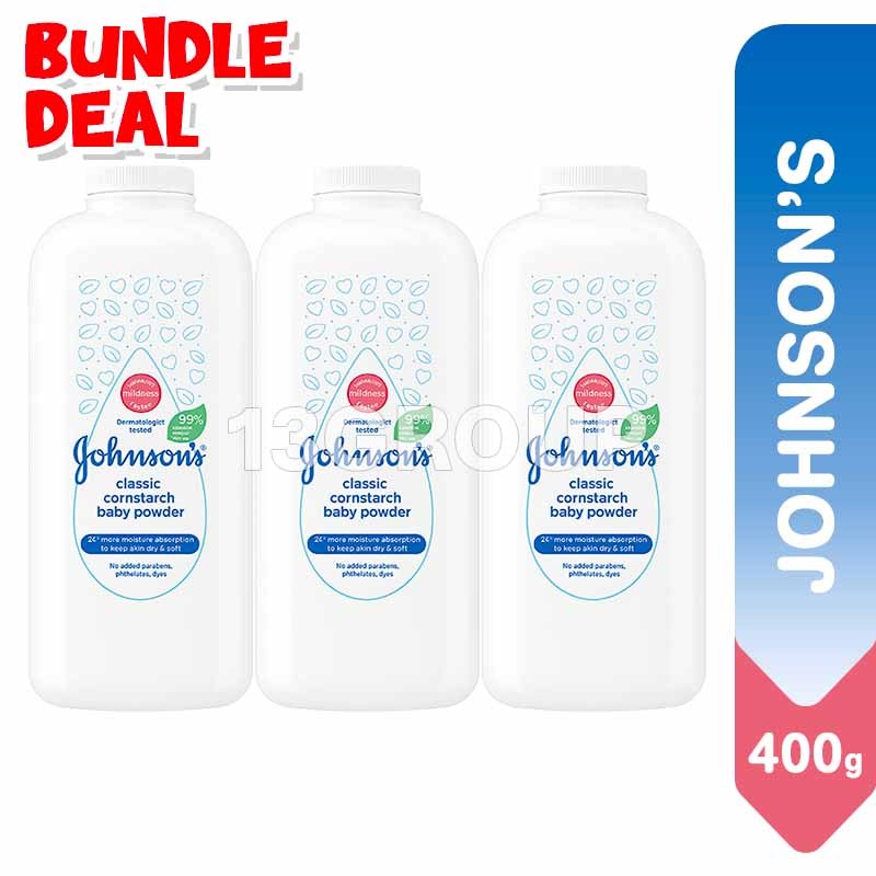 Johnson’s Classic Baby Powder Cornstarch, 400g (Bundle) | Shopee Malaysia