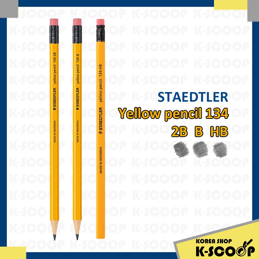 STAEDTLER Yellow Pencil 134 2B / B / HB - Office & School Wooden ...