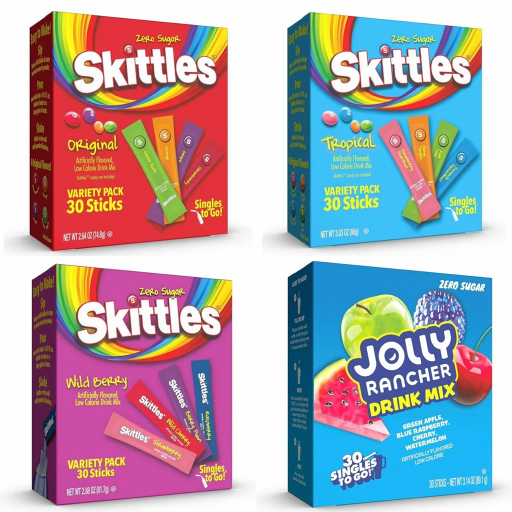 Skittles Jolly Rancher Powdered Drink Mix, Green Apple, Strawberry ...