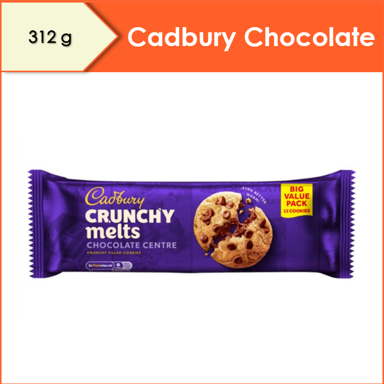 [BIG VALUE PACK] Cadbury CRUNCHY Melts Chocolate Centre 12 Cookies 312g ...