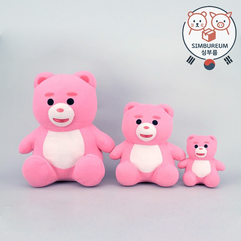 [BELLYGOM] Korea Pink Bear Chubby Sitting Plush Doll S/M /L | Shopee ...