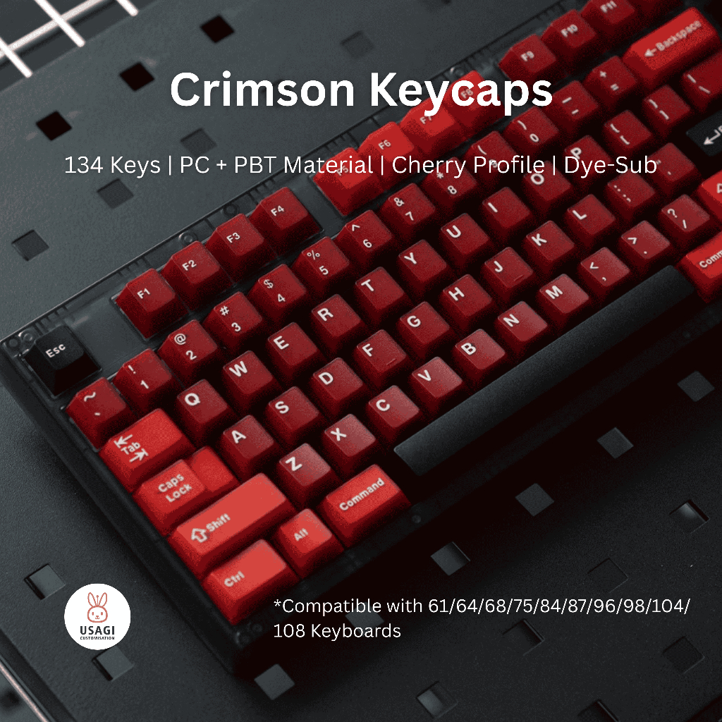 Crimson Keycaps | Cherry Profile | PC + PBT Dye-Sub | Royal Kludge ...