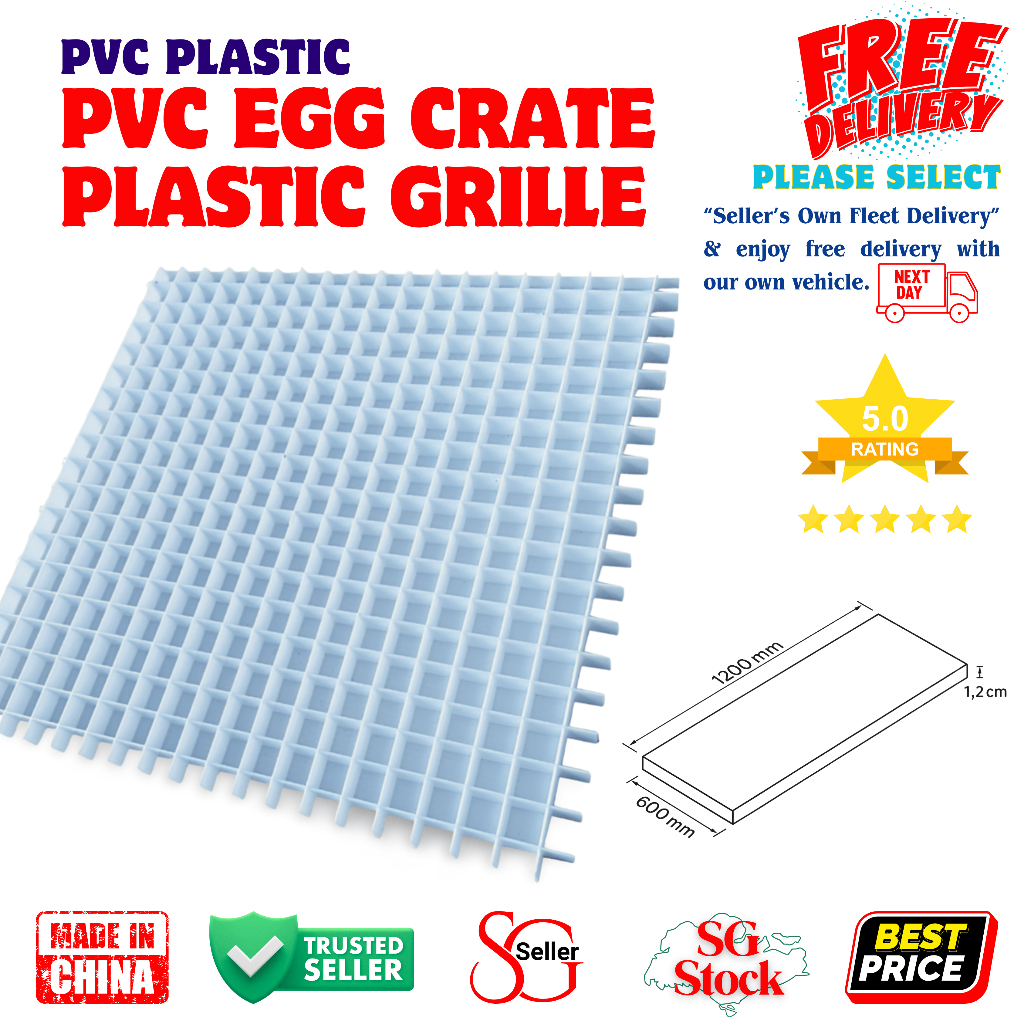 PVC Egg Crate Plastic grille (White) Pawleck Eggcrate (Select “Seller's ...