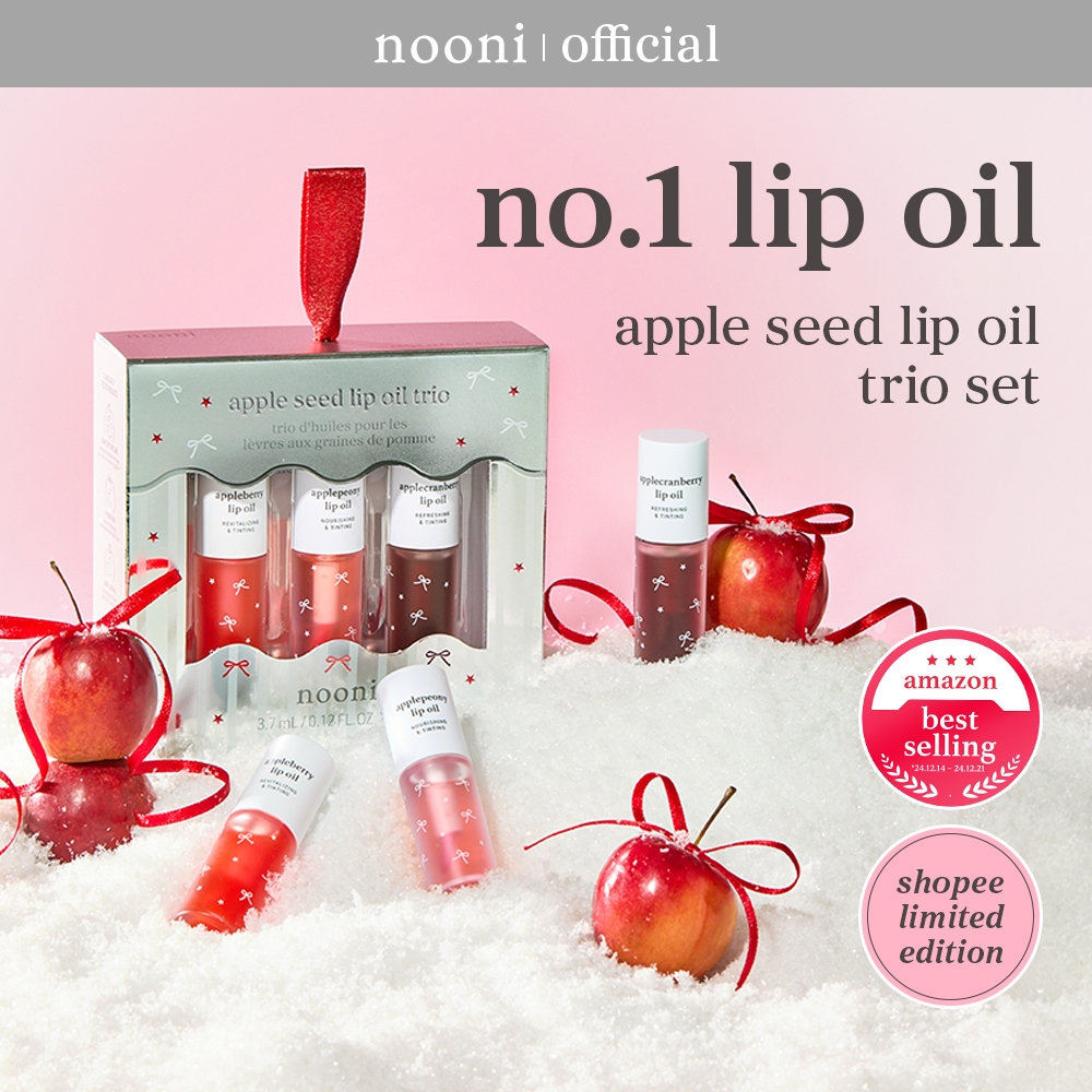 [nooni Official] Apple Seed Lip Oil Trio Gift Set 3.7ml x 3ea l Long ...