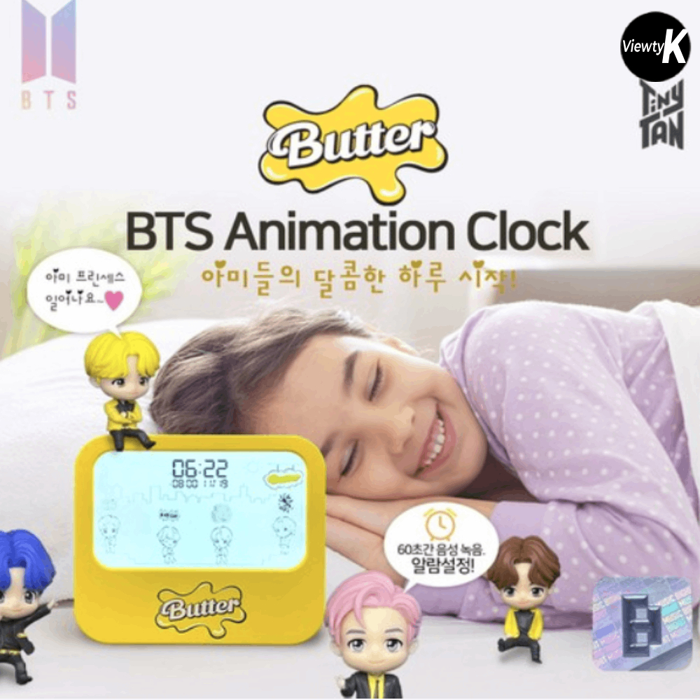 BTS TinyTAN Butter Animation Digital Alarm Clock | Voice Record, LED ...