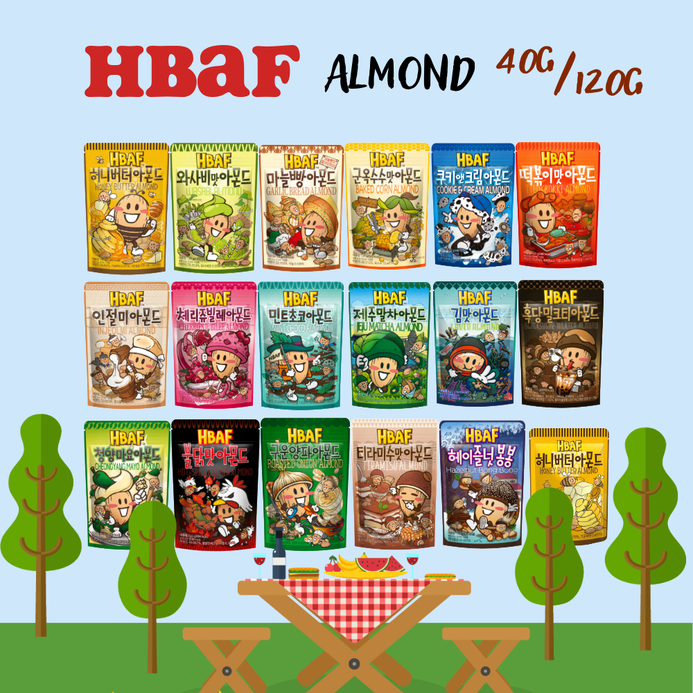 [HBAF] Korean Almonds & Peanut Snack 32 Series｜ 40g / 100g / 120g Packs ...