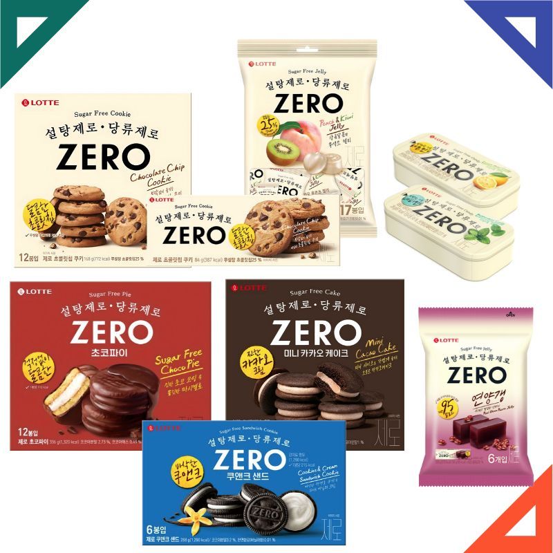 [LOTTE]Zero Sugar Free Chocolate Chip Cookie, Jelly, Cacao Cake, Candy ...