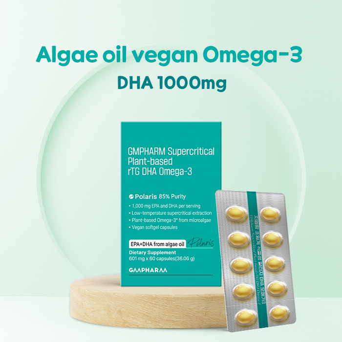 GMPHARM Supercritical Plant-Based rTG DHA Omega-3 1000mg Vegan Capsules ...