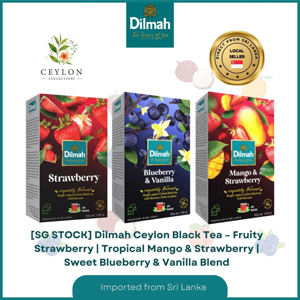Dilmah Fruity Ceylon Black Tea – 20s | Strawberry | Blueberry & Vanilla | Mango & Strawberry ...