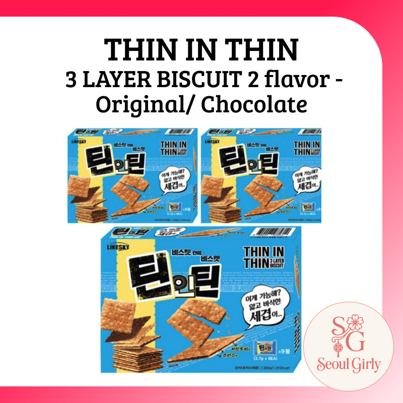 THIN IN THIN 3 LAYER BISCUIT 2 flavor - Original/ Chocolate 200g ...