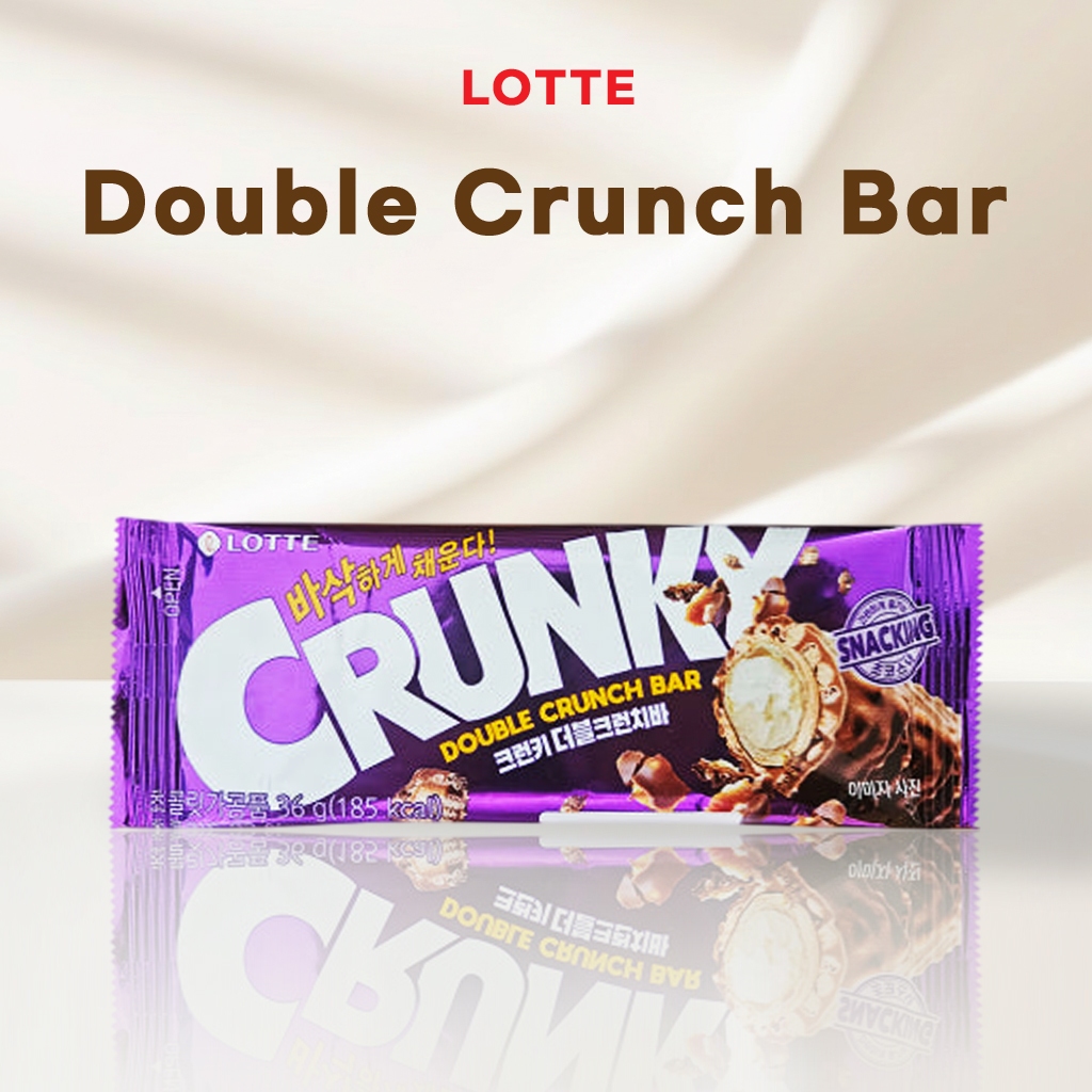 LOTTE Double Crunch Crunky Chocolate Bar 3Sticks Rich Crispy Korean ...