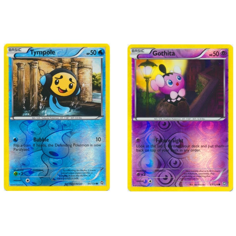English Pokemon Card Tympole 34/104 /Gothita 55/124 - Common Reverse ...