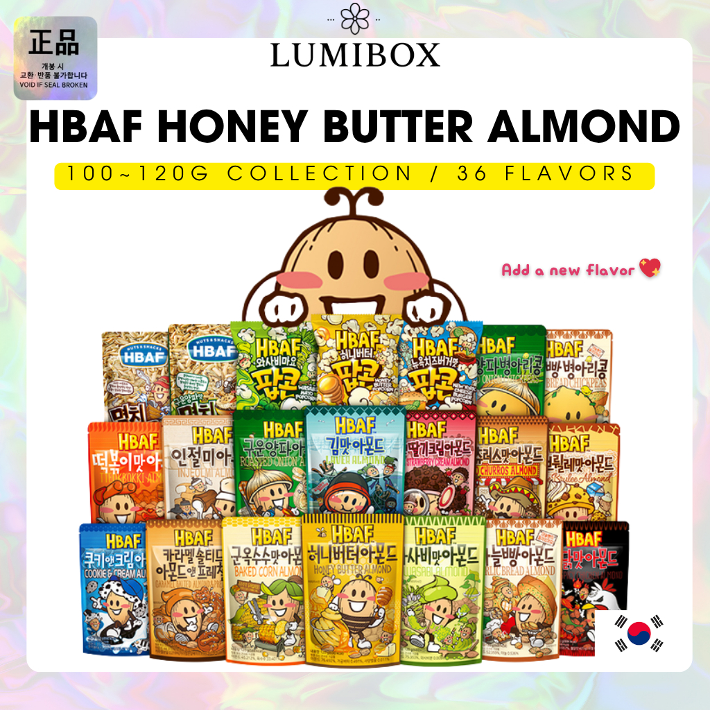 LowestPrice HBAF Honey Butter Almond 120g collection 36 flavors / Korean Snack | Shopee Malaysia