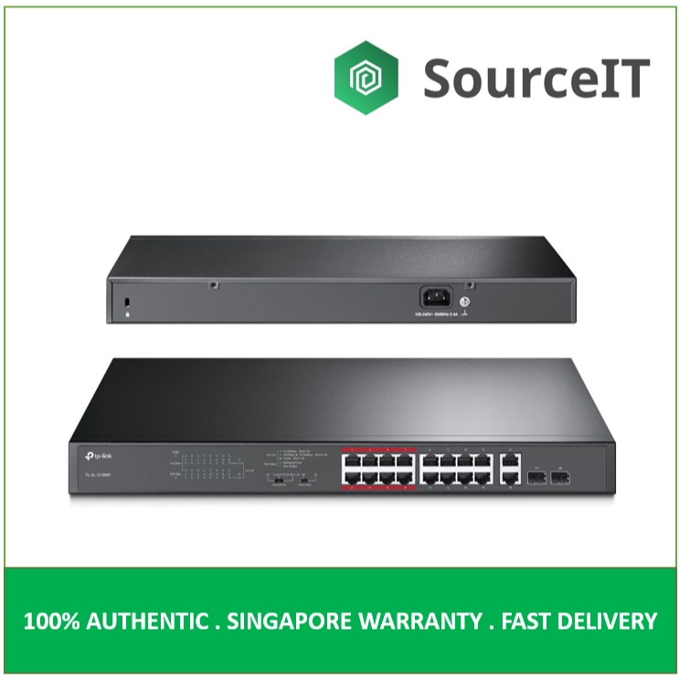 TP-Link TL-SL1218MP 16-Port 10/100Mbps + 2-Port Gigabit Unmanaged PoE ...