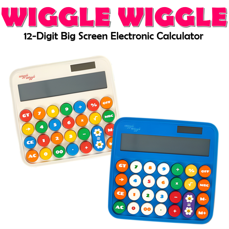 [WIGGLE WIGGLE] 12-Digit Big Screen Electronic Calculator (Ivory/Blue ...
