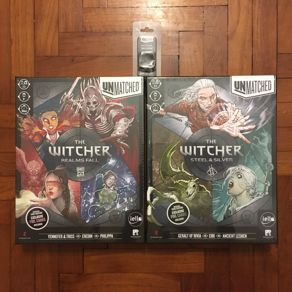 The Witcher Steel & Silver + Realms Fall board game w foil cards ...