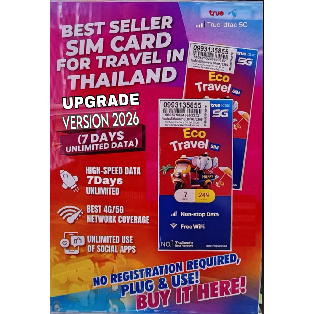 (NEW DTAC 2026 SUPER FAST) SIM Card THAILAND DTAC ECO 7 DAYs UNLIMITED ...