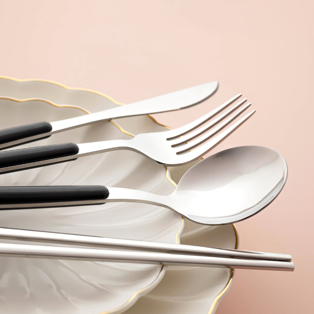 Stainless Steel Dinner Cutlery 4p Set Korean Spoon Fork knife ...