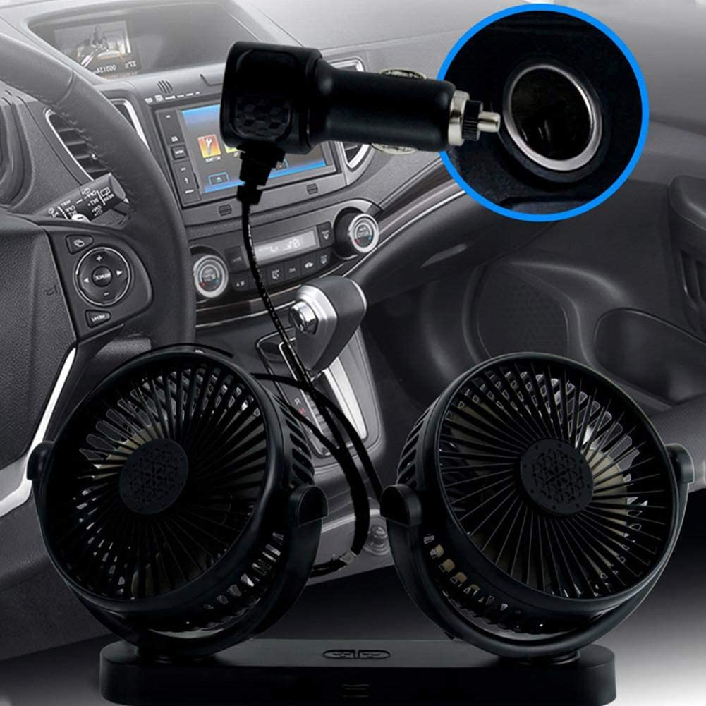 360°Adjustable Car Fan Headrest Fan Car Seat Fan Double-Head Low Noise ...