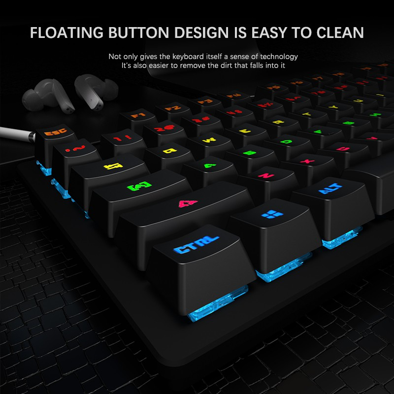 RGB Gaming Mechanical 87 Keys USB Wired RGB Backlit Blue Switch Gaming ...