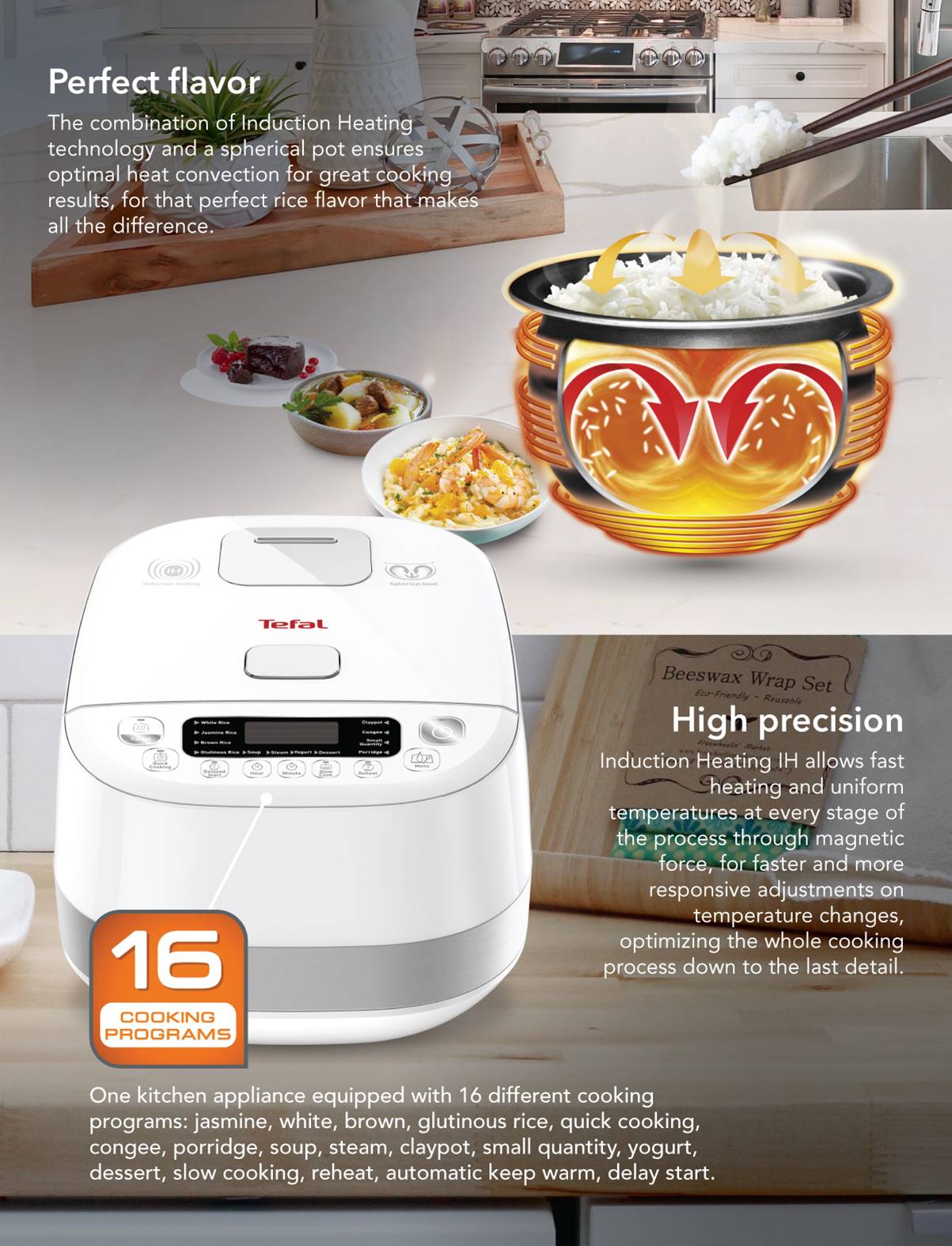 Tefal 1.5L Delirice Pro Induction Spherical Pot Rice Cooker [RK808A] | Shopee Malaysia