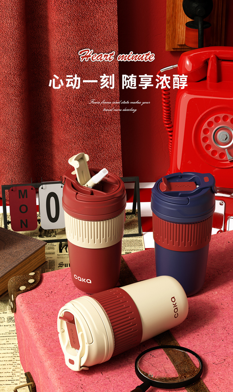 Ftip💯 CAKA Real Ceramic Thermos Cup caka Coffee Liner Double Drinking ...