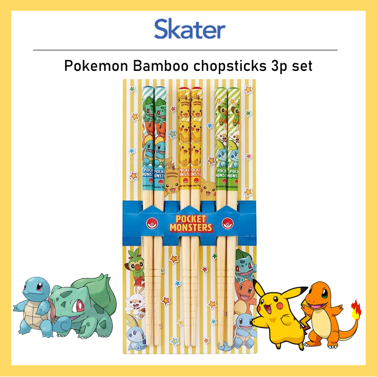 [SKATER] Pikachu Pokemon Bamboo chopsticks 3p set ANT2T Pokemon ...