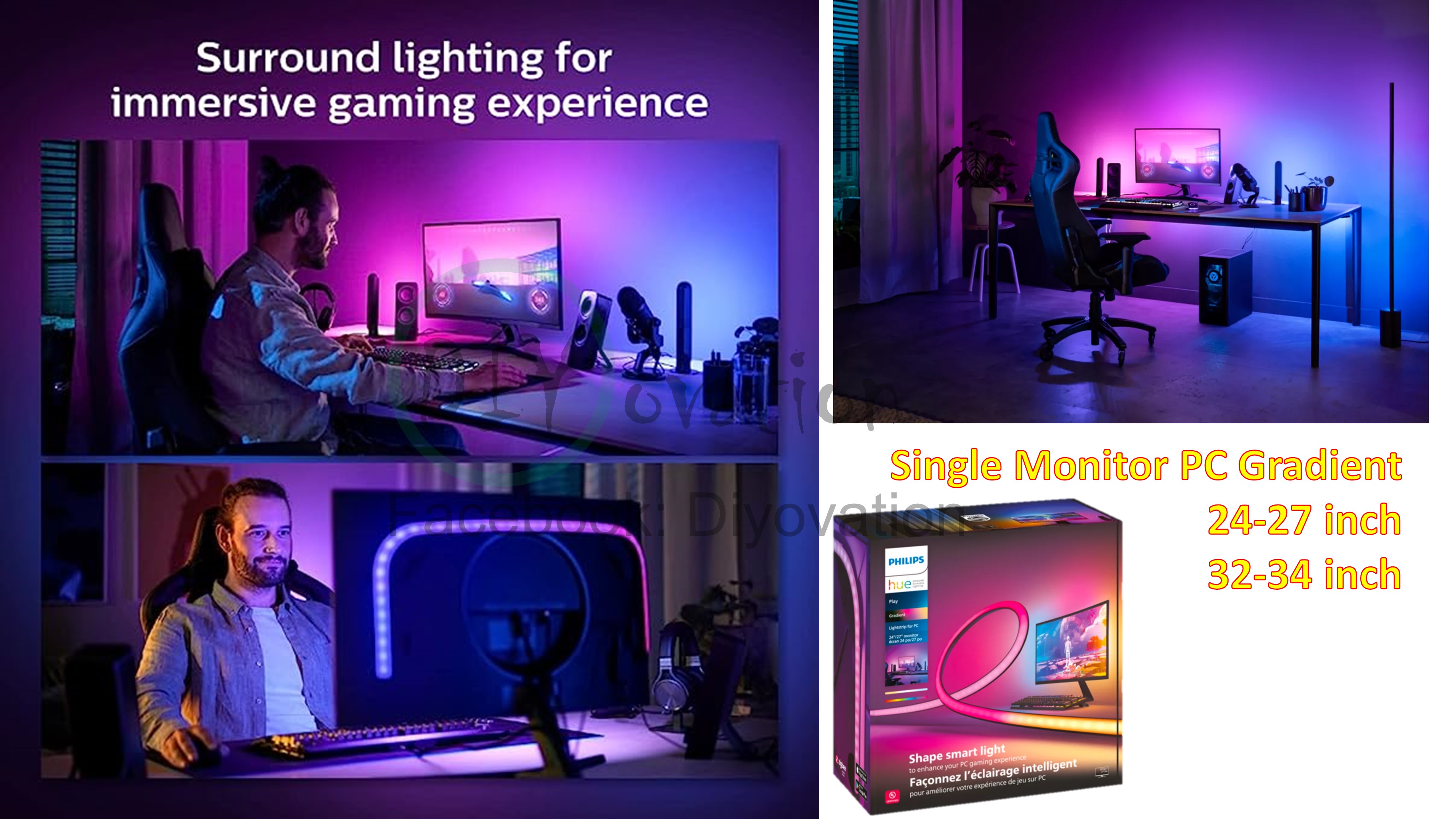 Philips HUE play Gradient PC Light Strip/ Monitor Gaming Light Strip ...