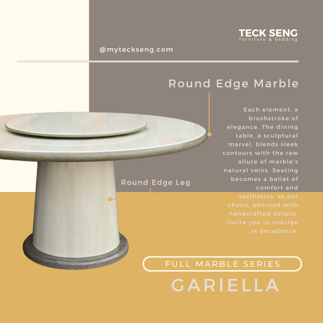 (Free Installation) TECK SENG Full Marble Dining Set/ Round Edge/ Round ...