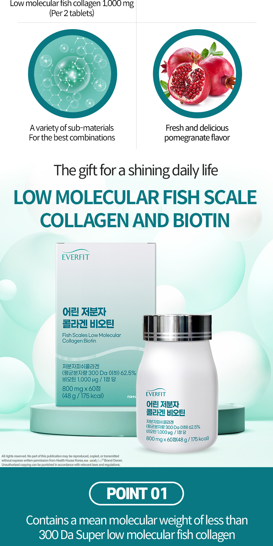 NATURALPLUS Korea Everfit Low Molecular Fish Scale Collagen Biotin ...