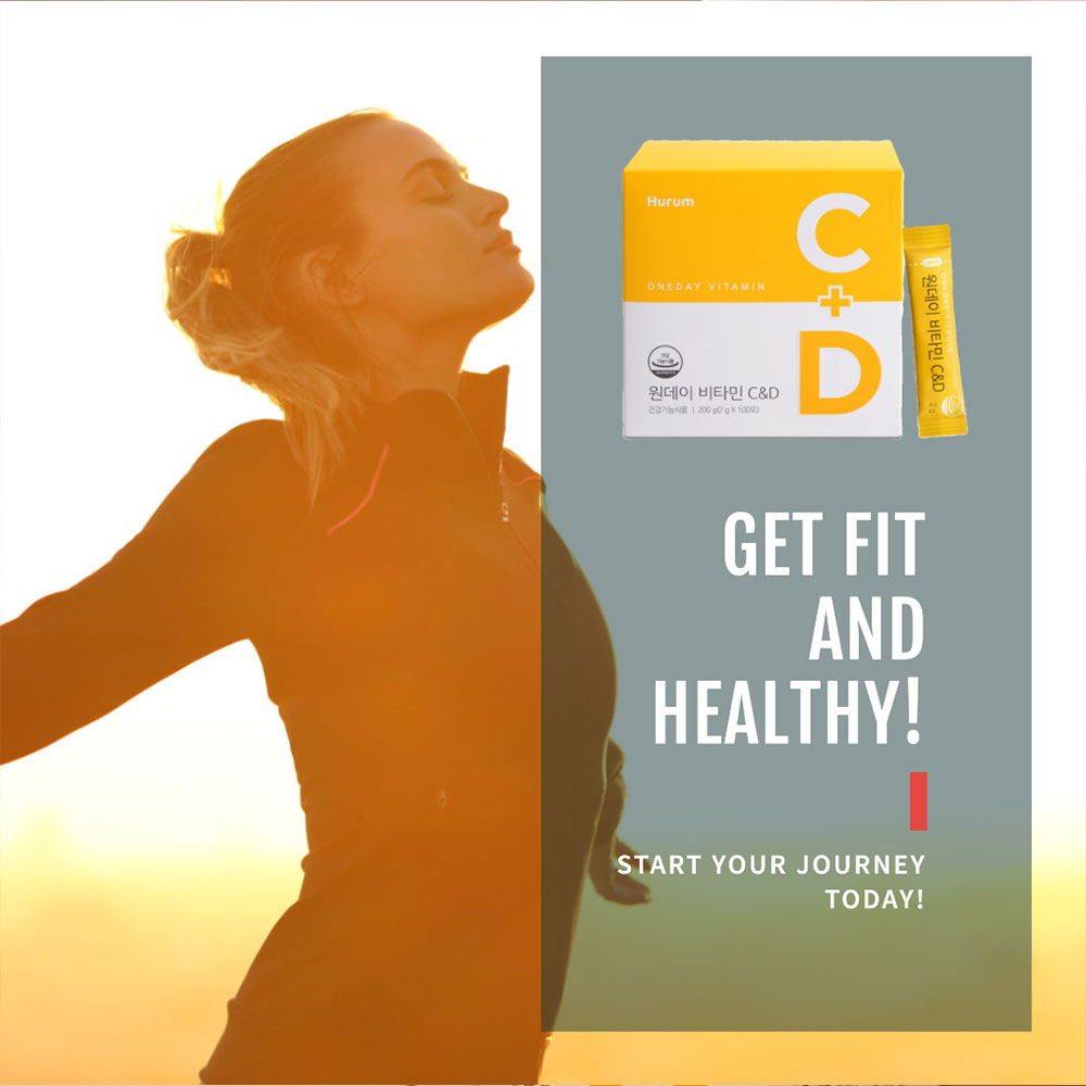 HURUM OneDay Vitamin C+D Cell Health Bone Health Necessary Vitamin C,Vitamin D [BOX Package 2g x ...