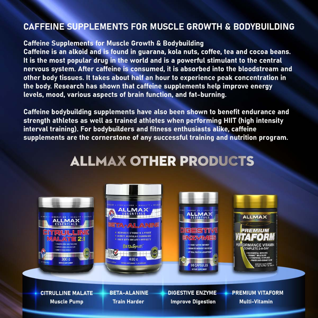 ALLMAX Nutrition, Caffeine , 200 mg, 100 Tablets | Shopee Malaysia
