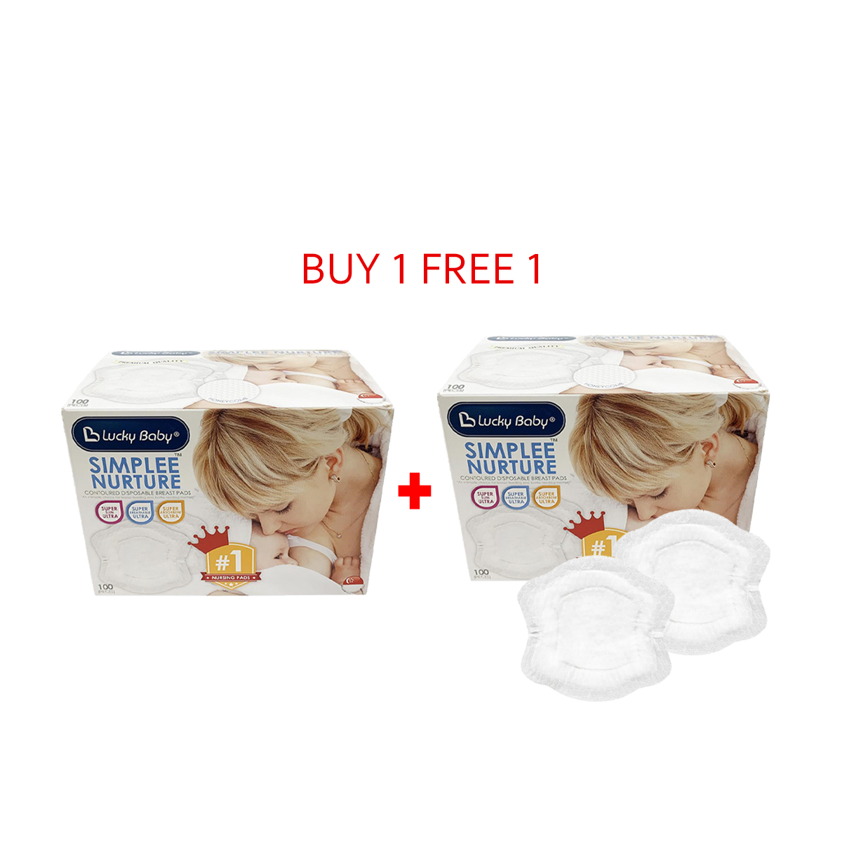 Lucky Baby Simplee Nurture Contoured Disposable Breast Pads 100pcs ...
