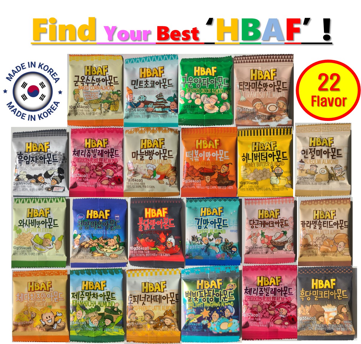 HBAF, Honey Butter Almond Package /Together Package & All in One of Hbaf Mini /Korean Seasoned ...