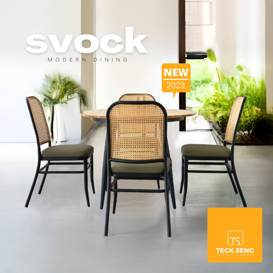 Solid Rubber Wood Top Dining Set / Muji Style / Rattan Like Design / 4 ...