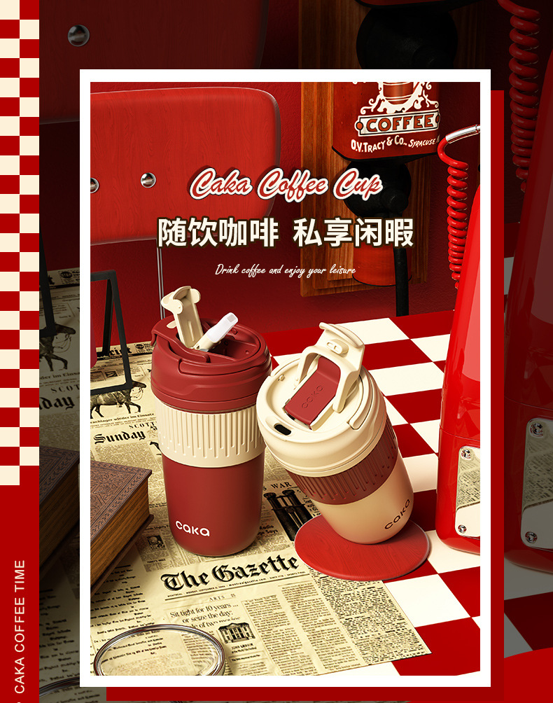 Ftip💯 CAKA Real Ceramic Thermos Cup caka Coffee Liner Double Drinking ...