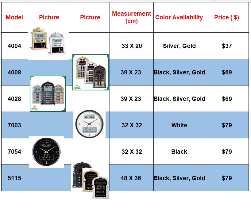 Azan Clock for Muslim Prayer - HA 4008G Complete Azan for All Prayers ...