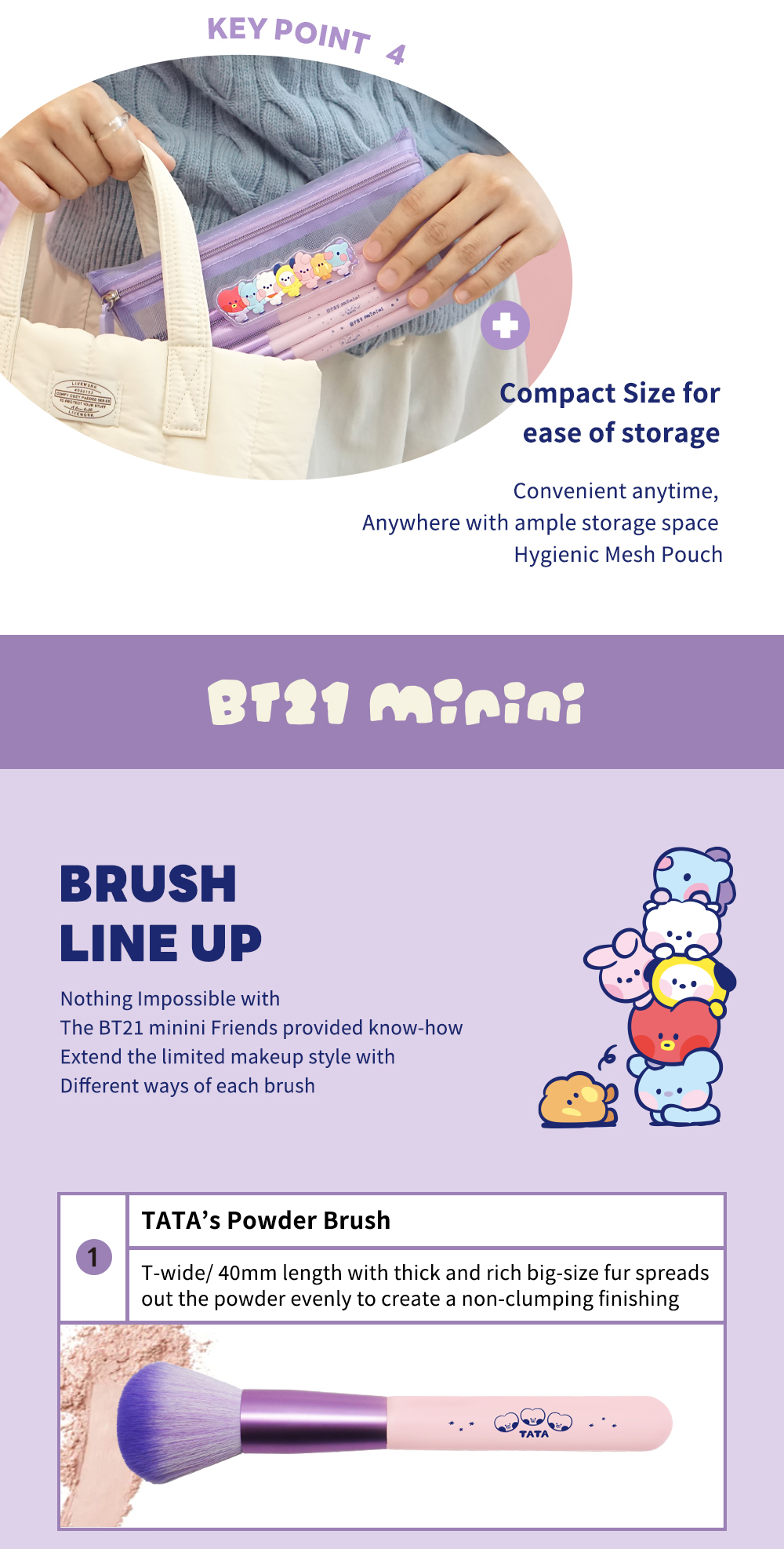 [BT21 OFFICIAL] BT21 minini Makeup Brush 7 Types Set | Shopee Malaysia